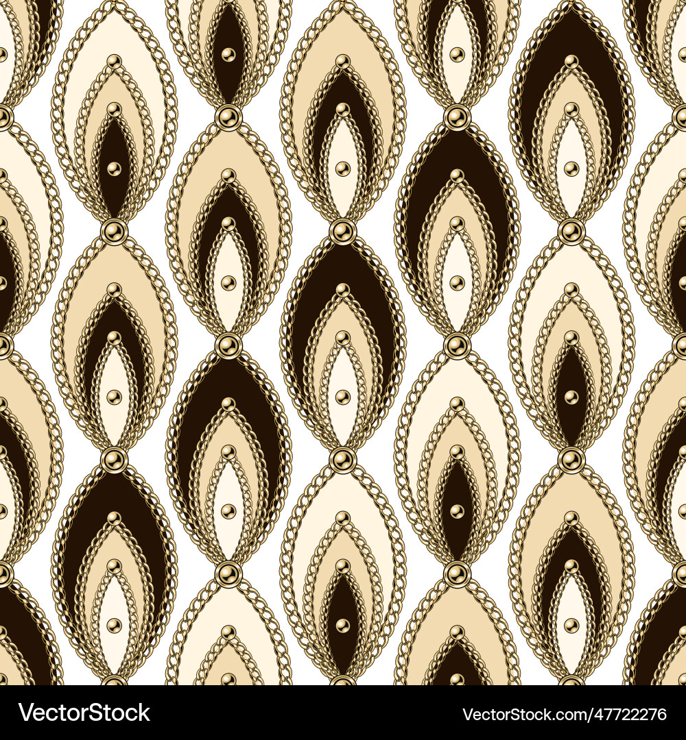Vintage pattern with golden jewelry chains beads Vector Image