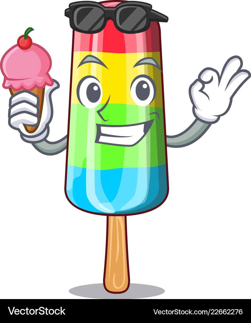 With ice cream character beverage colorful Vector Image