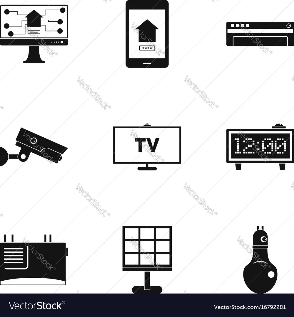 Automation technology icon set simple style Vector Image