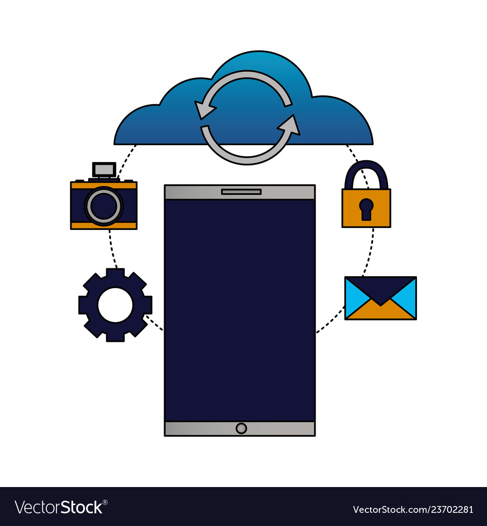 Cloud computing smartphone reload connection Vector Image