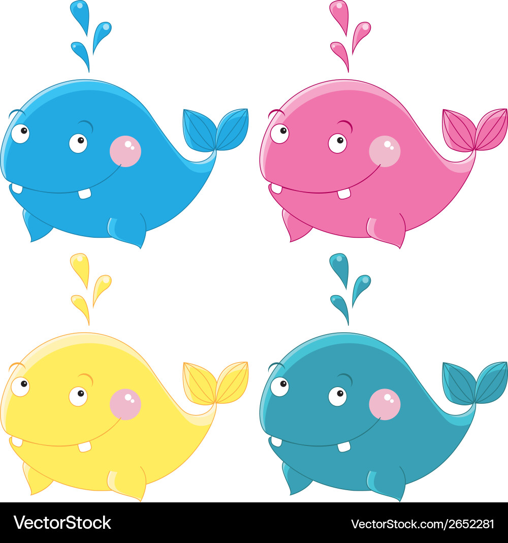 Colorful funny whales character Royalty Free Vector Image