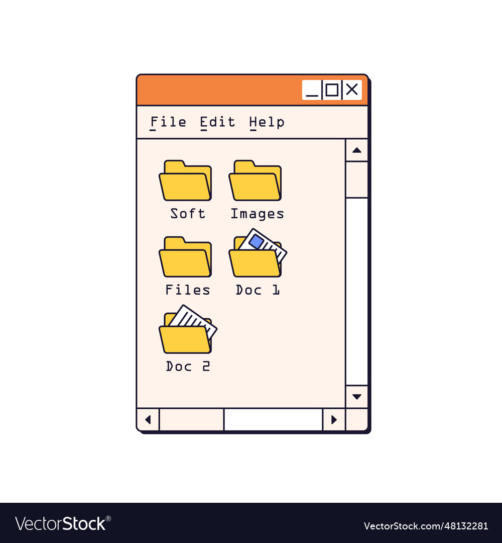 Computer folders 90s window interface desktop Vector Image