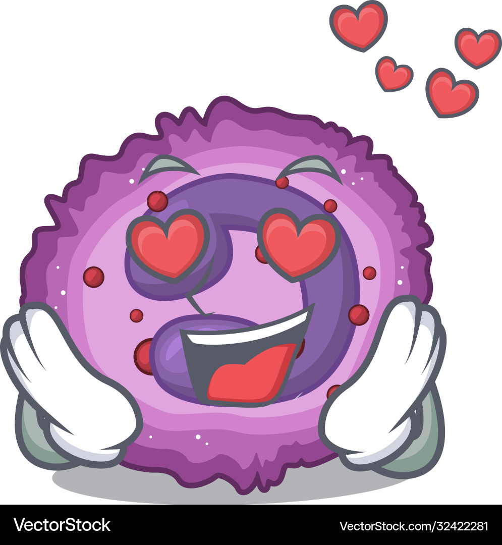 Falling in love cute eosinophil cell cartoon Vector Image