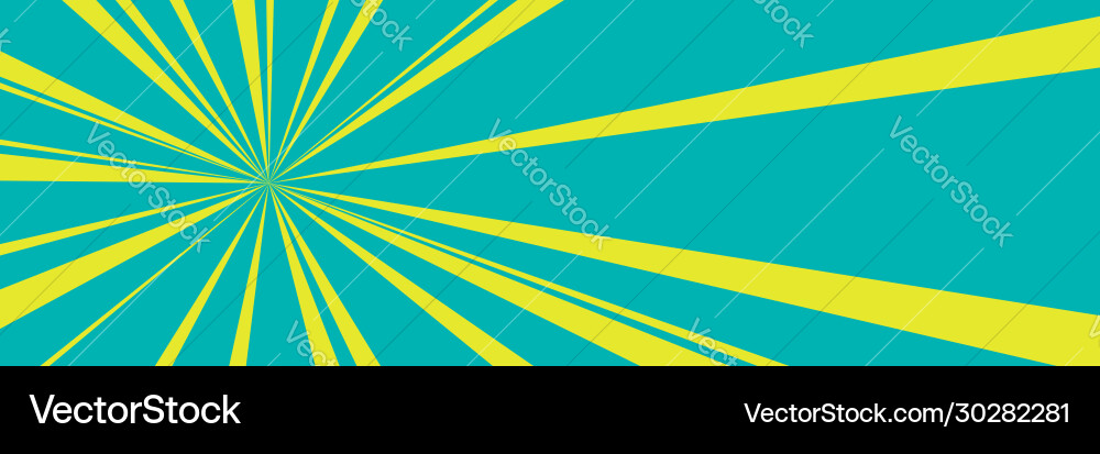 Green retro banner with yellow suns rays Vector Image