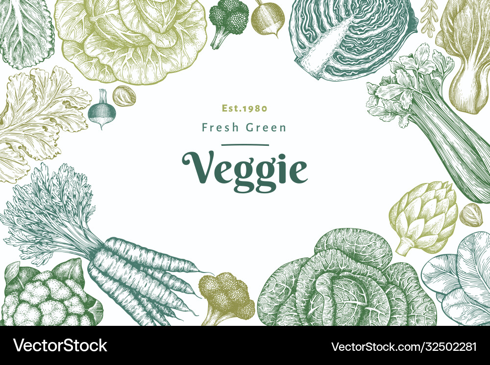 Hand drawn sketch vegetables design organic fresh Vector Image