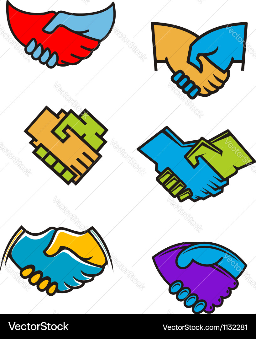 Handshake symbols and icons Royalty Free Vector Image