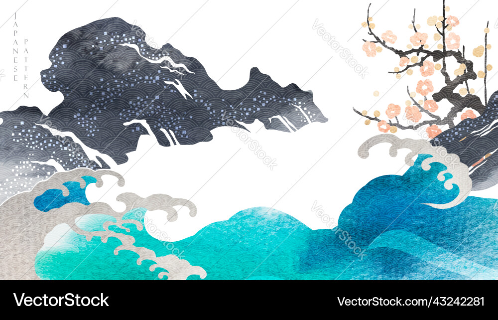 Japanese background with watercolor texture Vector Image