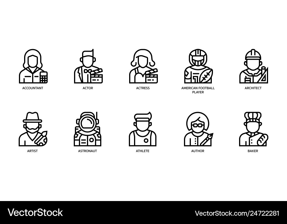 Jobs and occupations icons set Royalty Free Vector Image