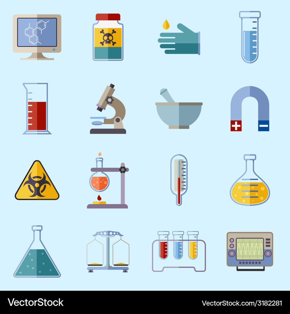 Laboratory equipment icons Royalty Free Vector Image