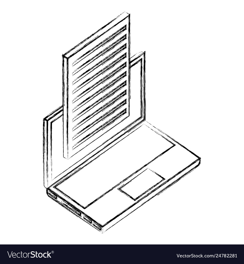 Laptop computer document information network data Vector Image
