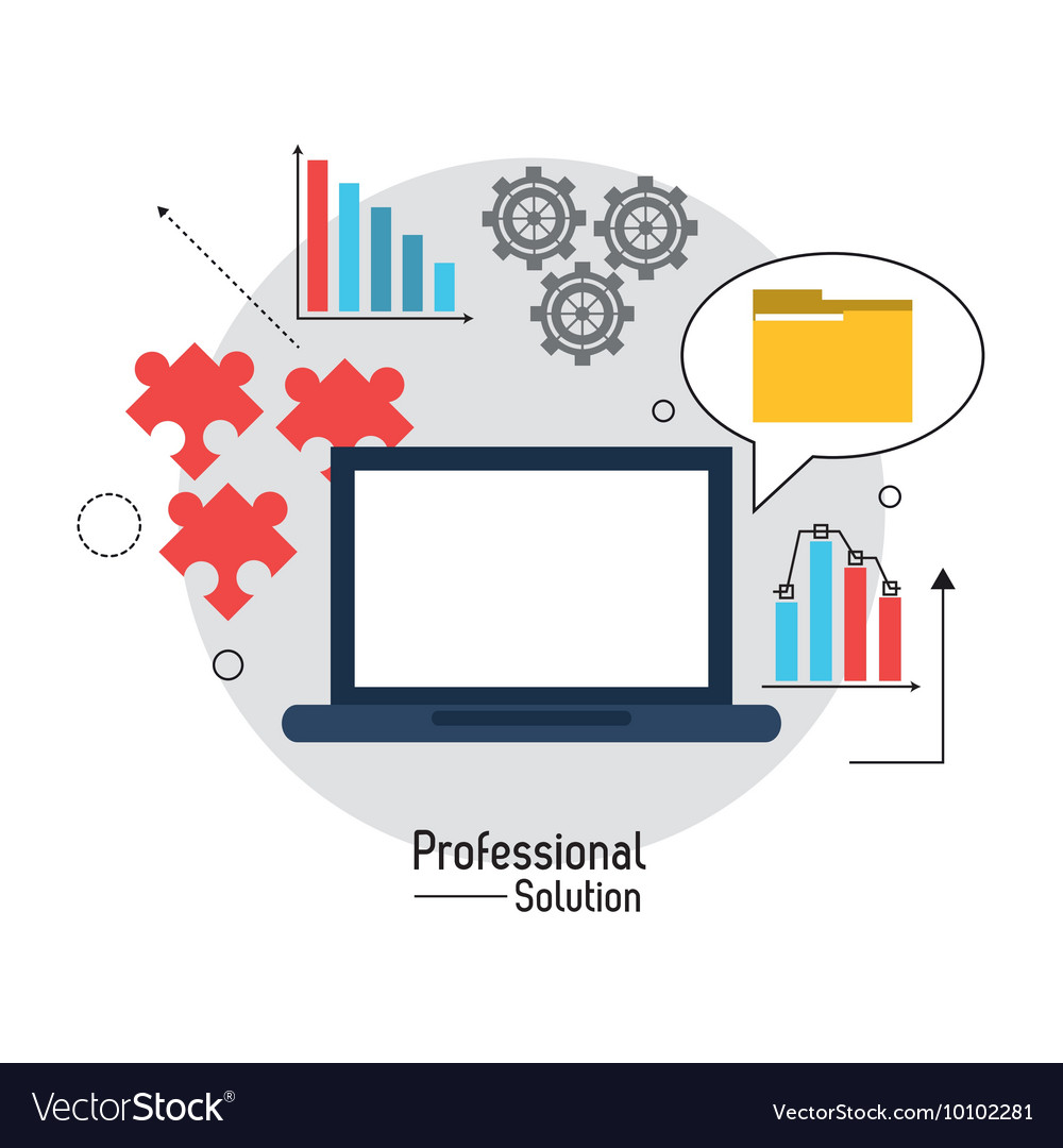 Laptop file and infographic con professional Vector Image