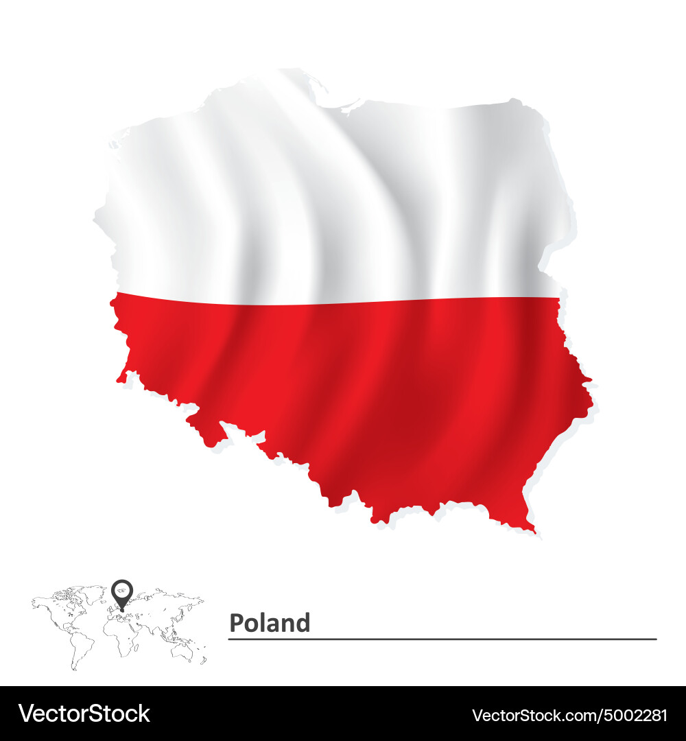 Map of poland with flag Royalty Free Vector Image