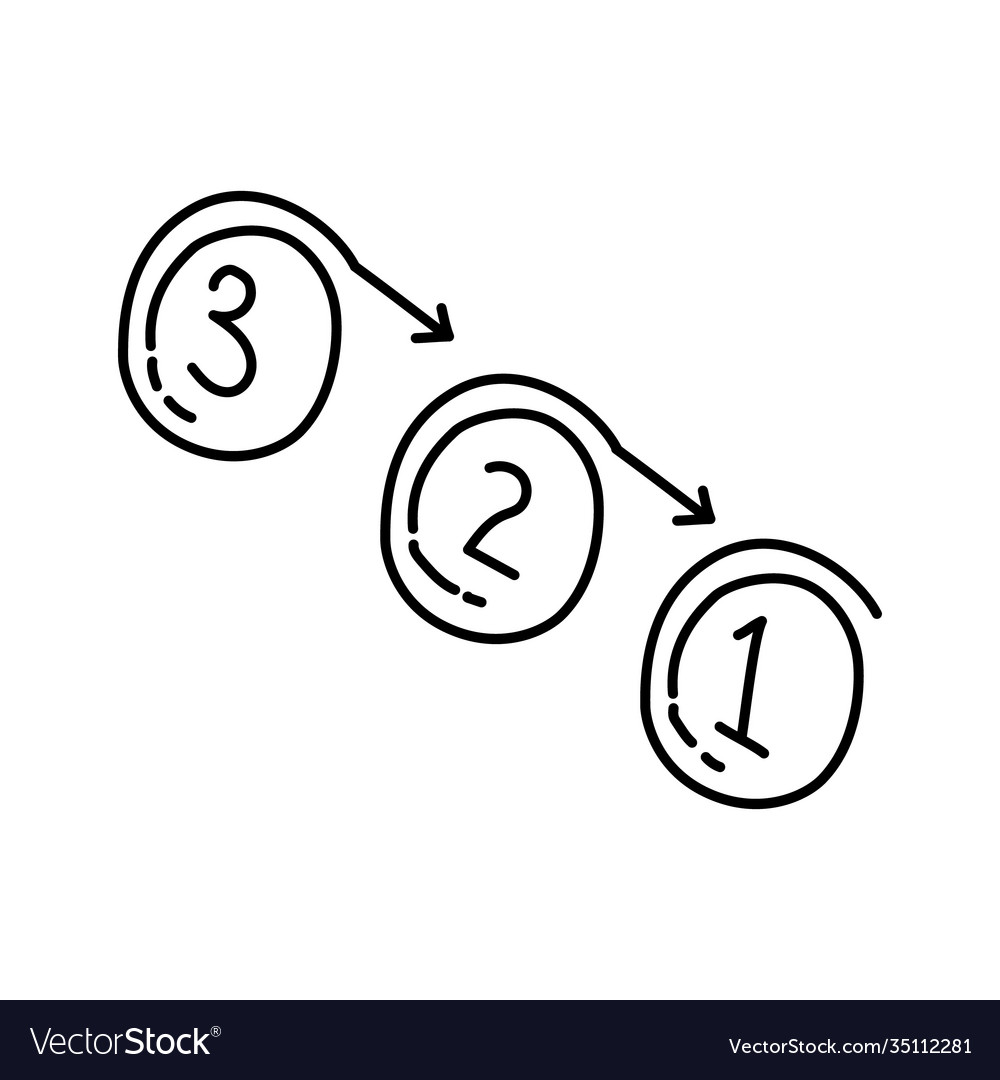 Ready countdown icon doodle hand drawn or outline Vector Image