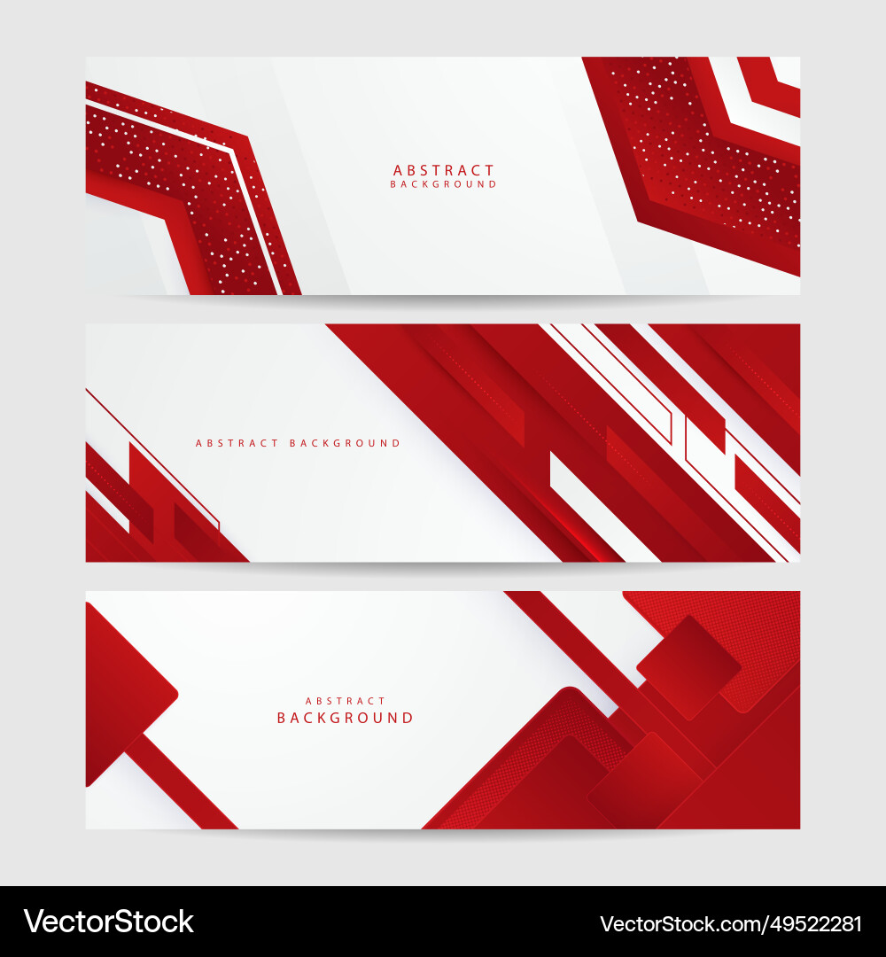 Red and white abstract wide banner background Vector Image
