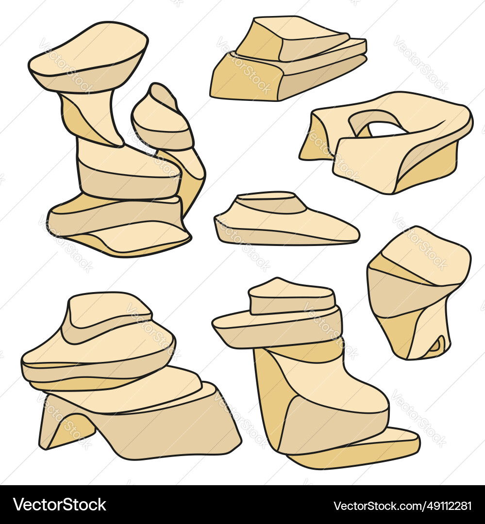 Sand stones set color variation for coloring book Vector Image