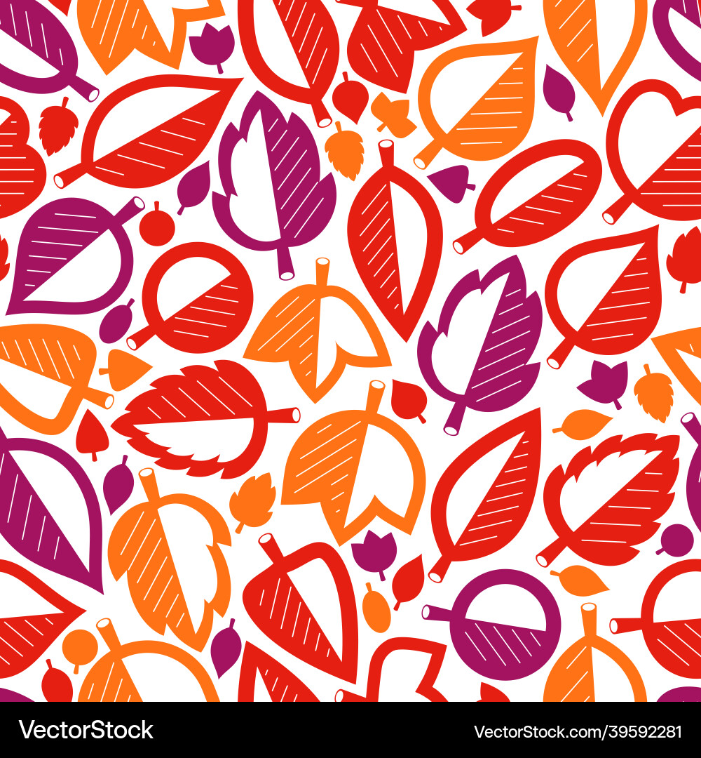 Stylish cartoon autumn leaves seamless pattern Vector Image