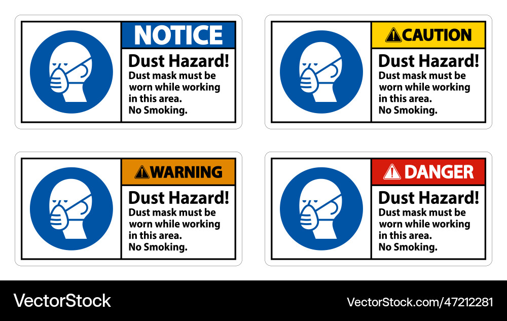 Warning no smoking sign dust hazard mask Vector Image