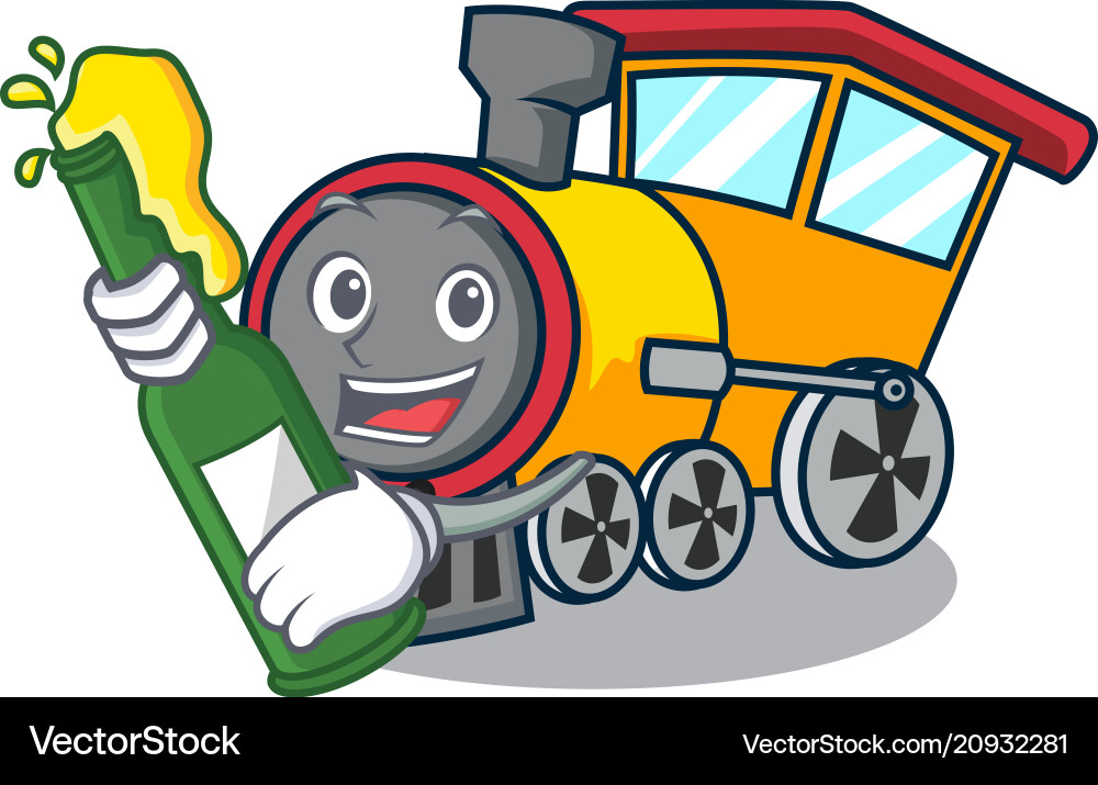 With beer train mascot cartoon style Royalty Free Vector