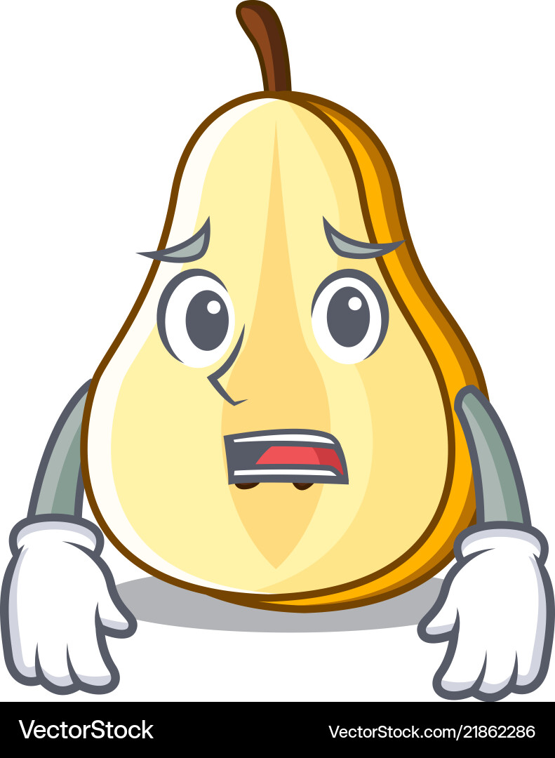 Afraid half of pear isolated on cartoon Royalty Free Vector