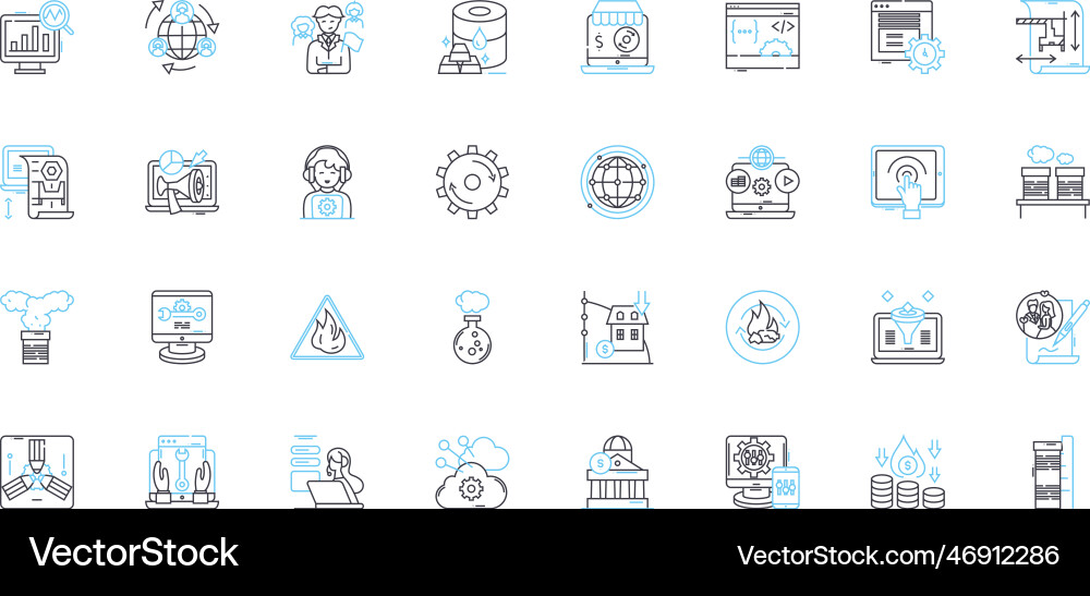 Business growth linear icons set expansion Vector Image