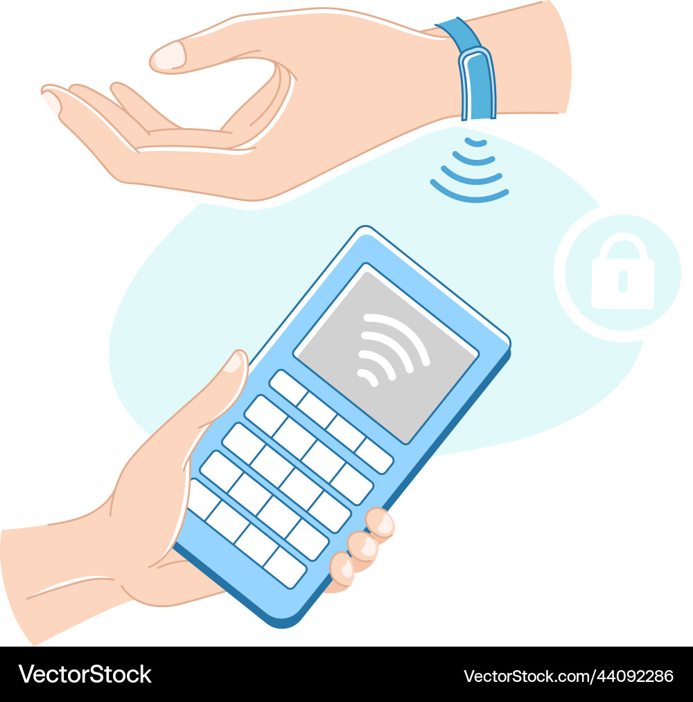 Contactless payment with hand paying with wrist Vector Image