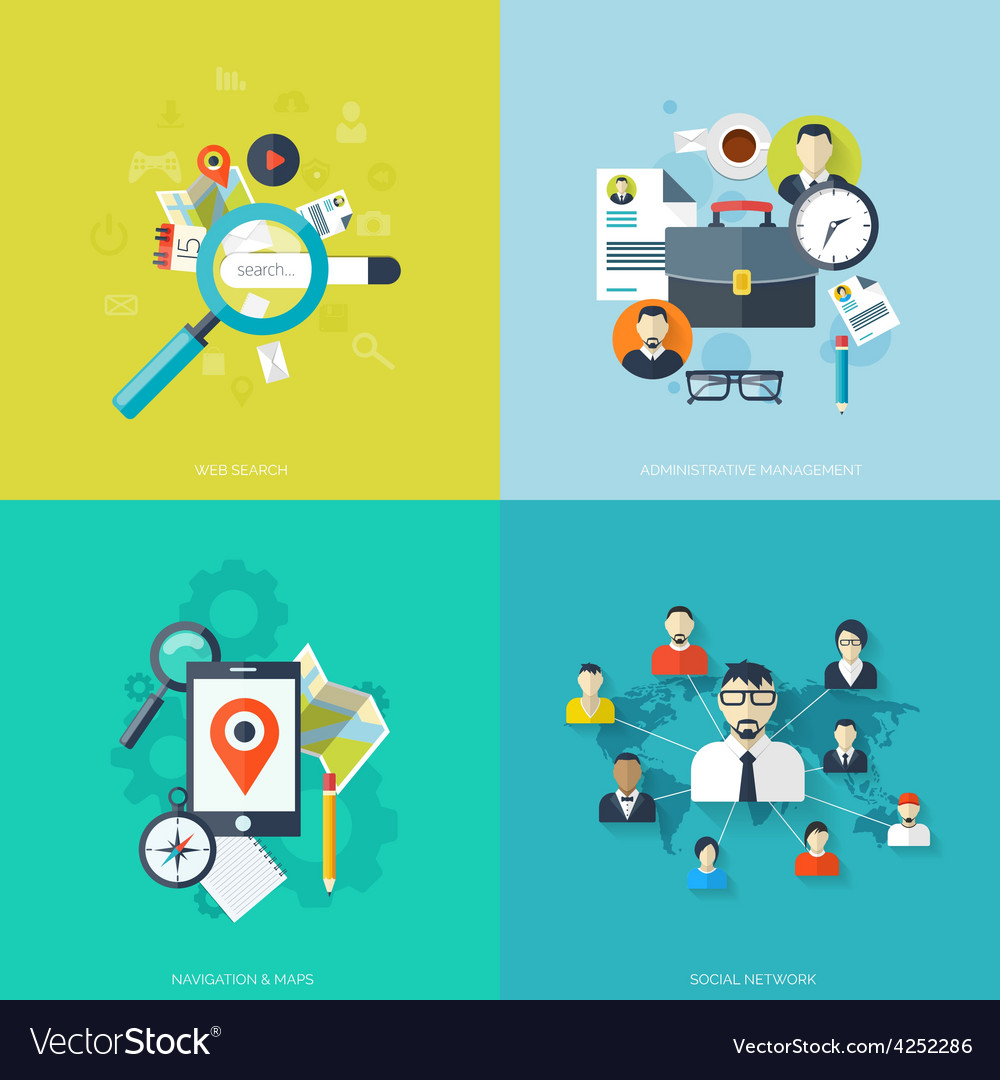 Flat cloud computing and social media background Vector Image