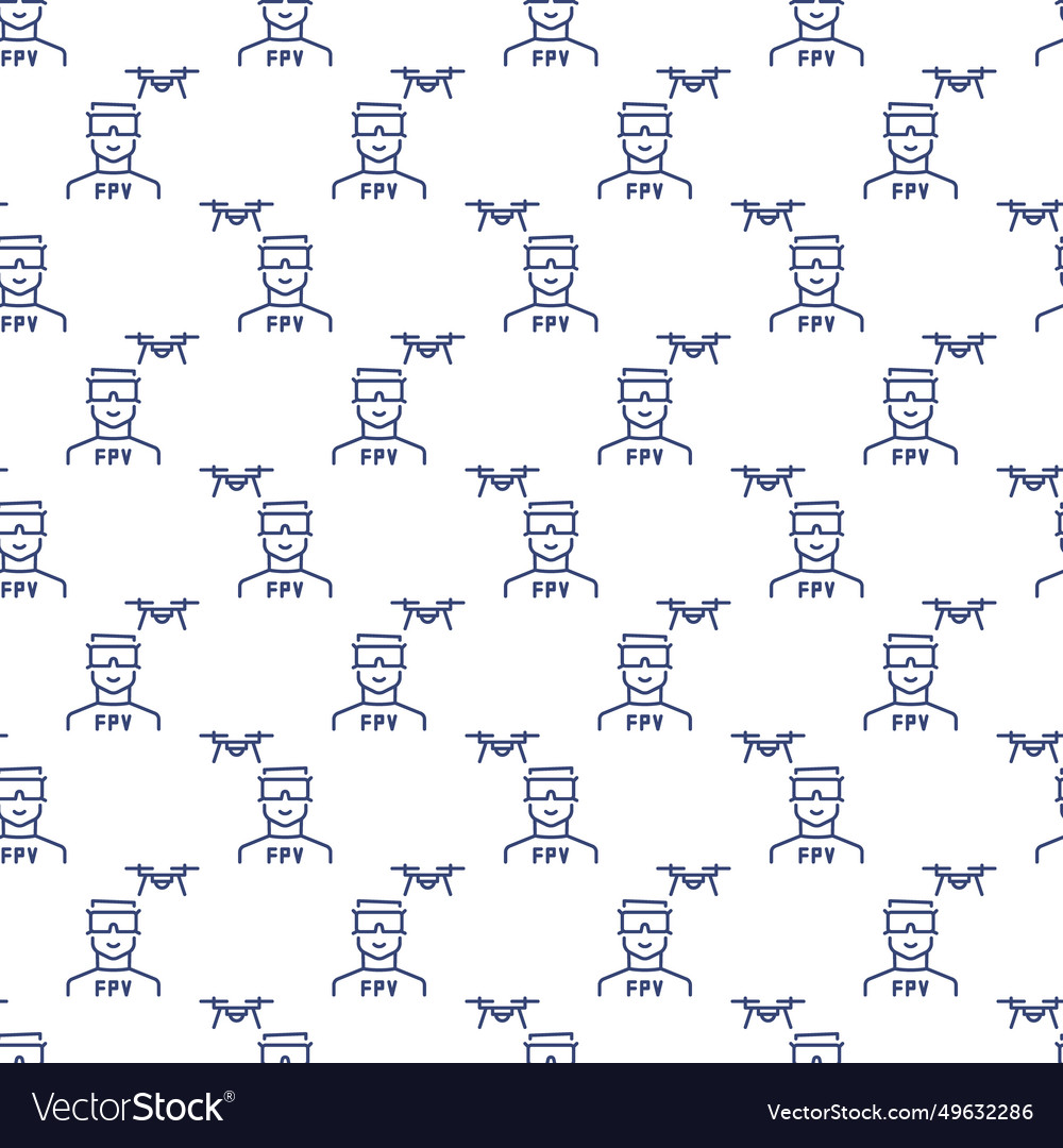 Fpv Drone And Man Concept Line Seamless Pattern Vector Image