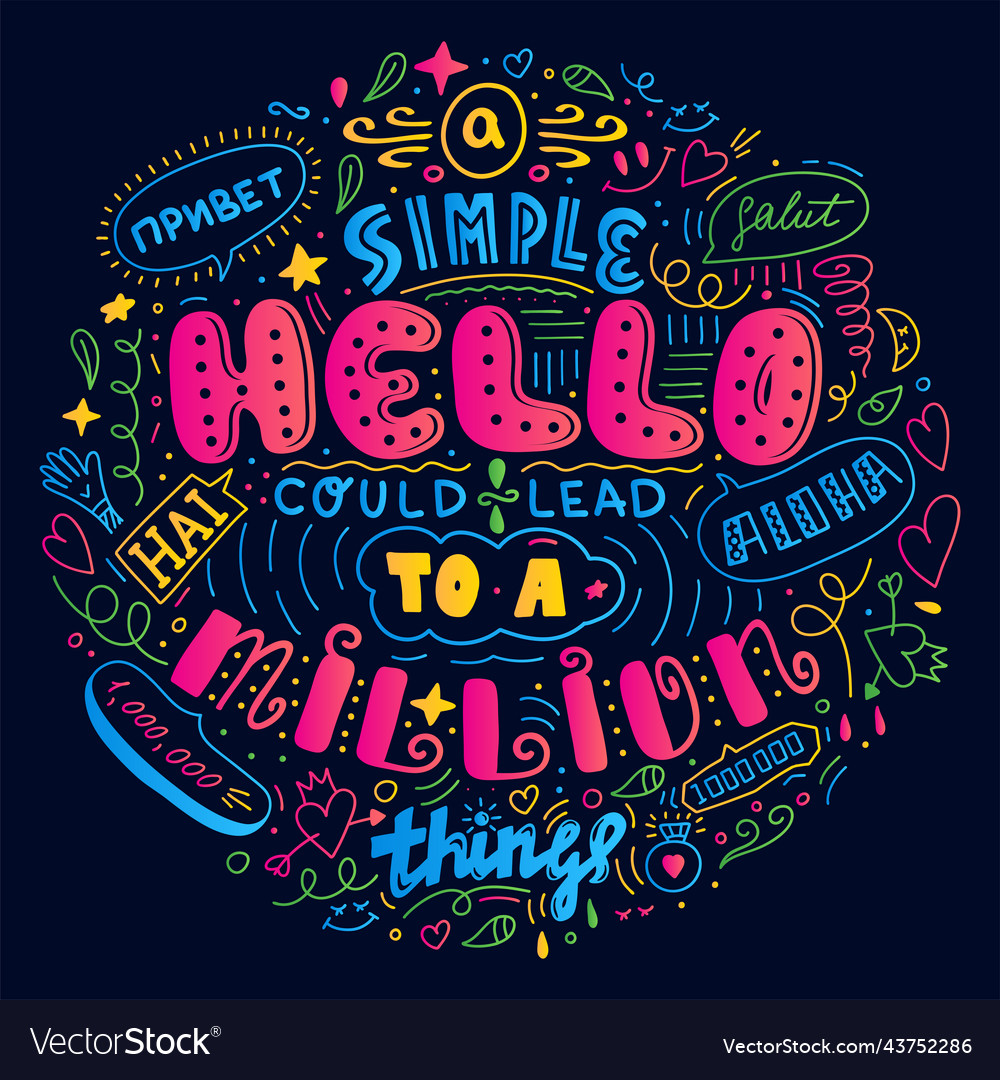 Lettering simple hello in different language Vector Image