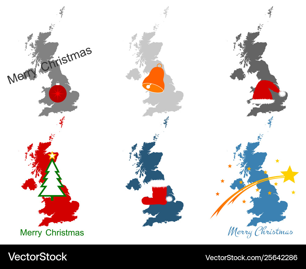 Maps great britain with christmas symbols Vector Image