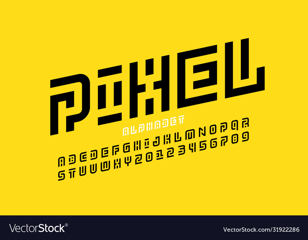 Pixel art style font design Royalty Free Vector Image Pixel art style font design Royalty Free Vector Image