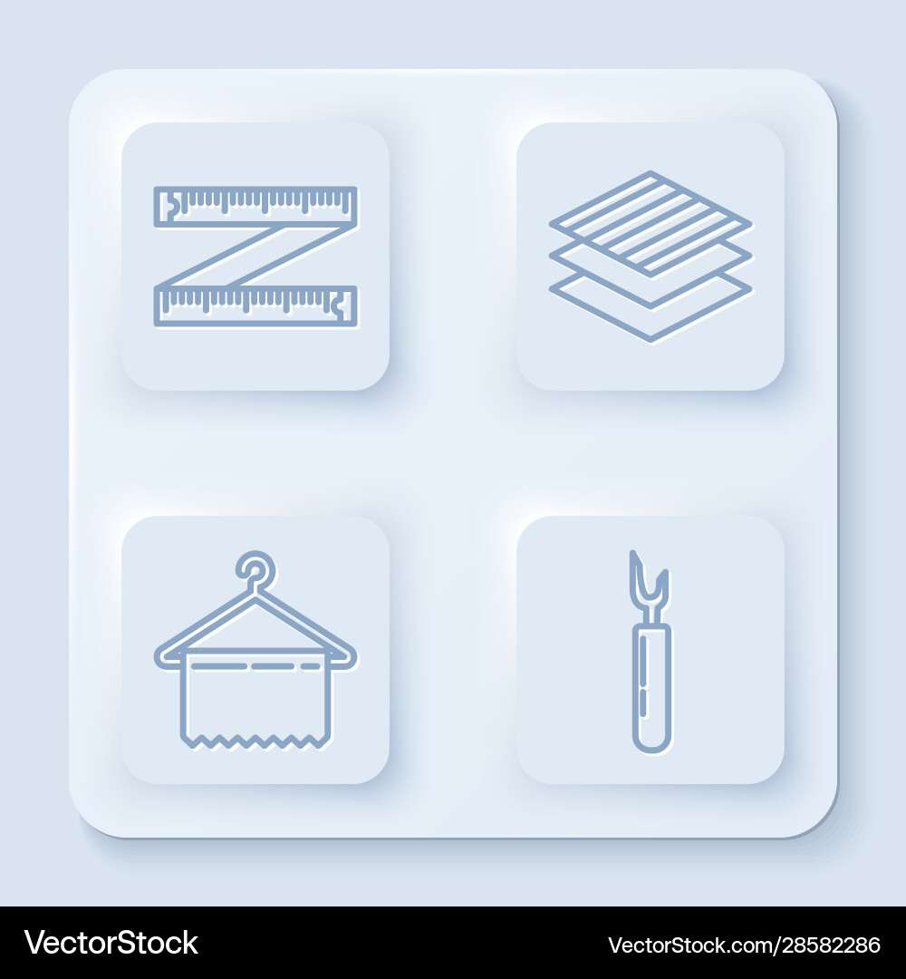 Set line tape measure textile fabric roll hanger Vector Image