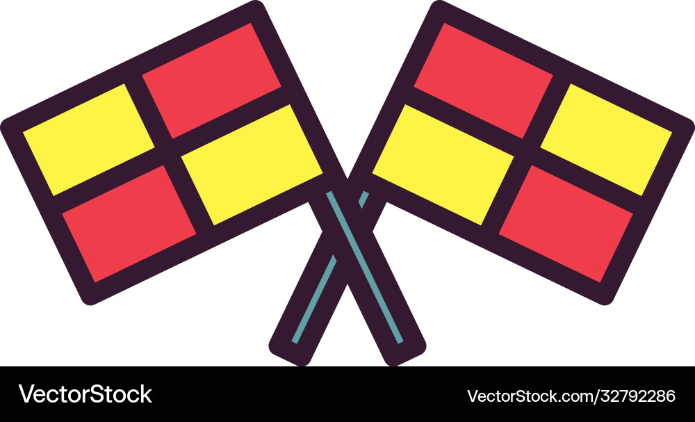 Soccer flags line and fill style icon Royalty Free Vector