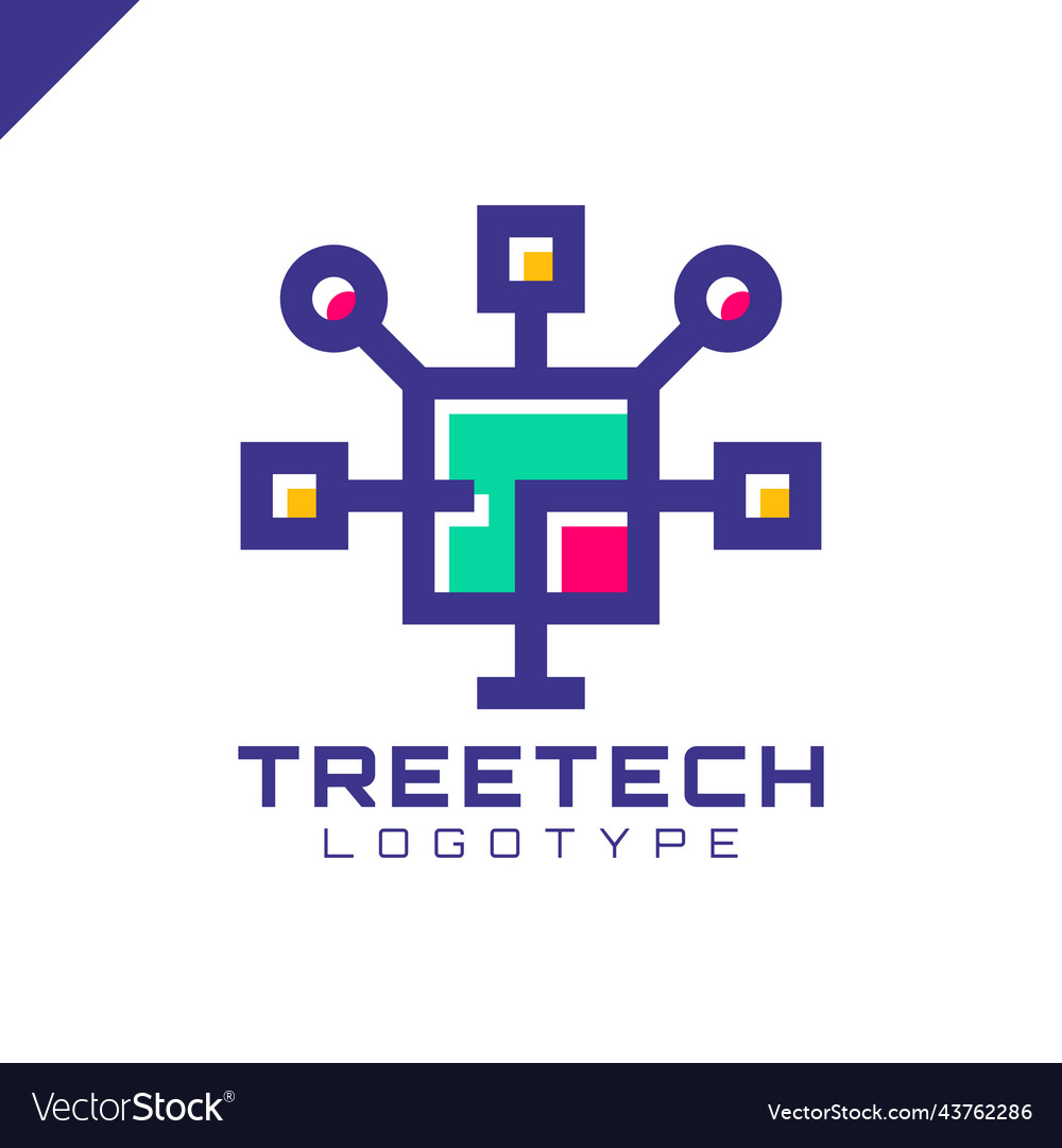 Tech tree square chip integrate technology Vector Image
