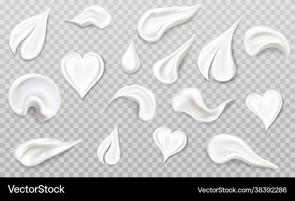 White cream smears swatch set heart leaf drop Vector Image