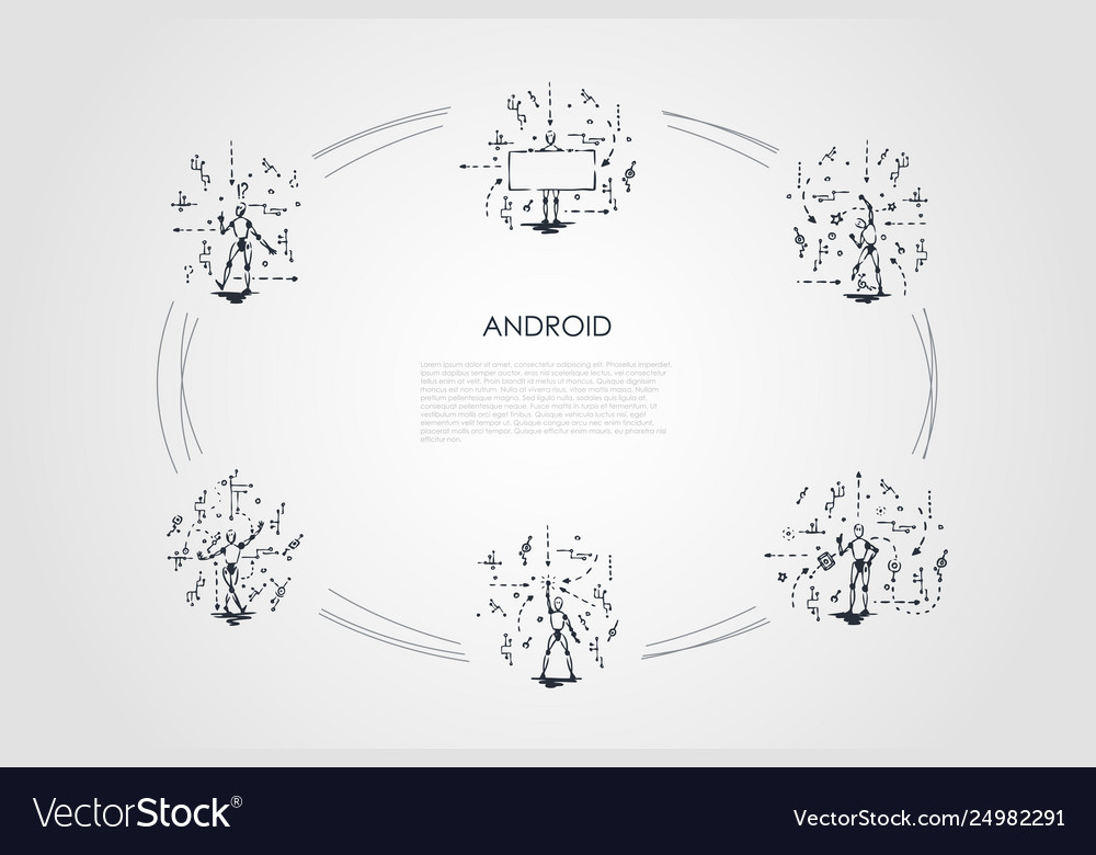 Android - robots with scripts Royalty Free Vector Image