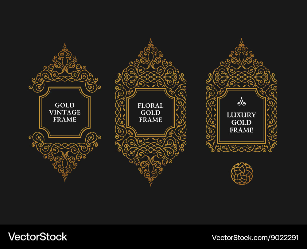 Arabic set of frames lines art design Royalty Free Vector