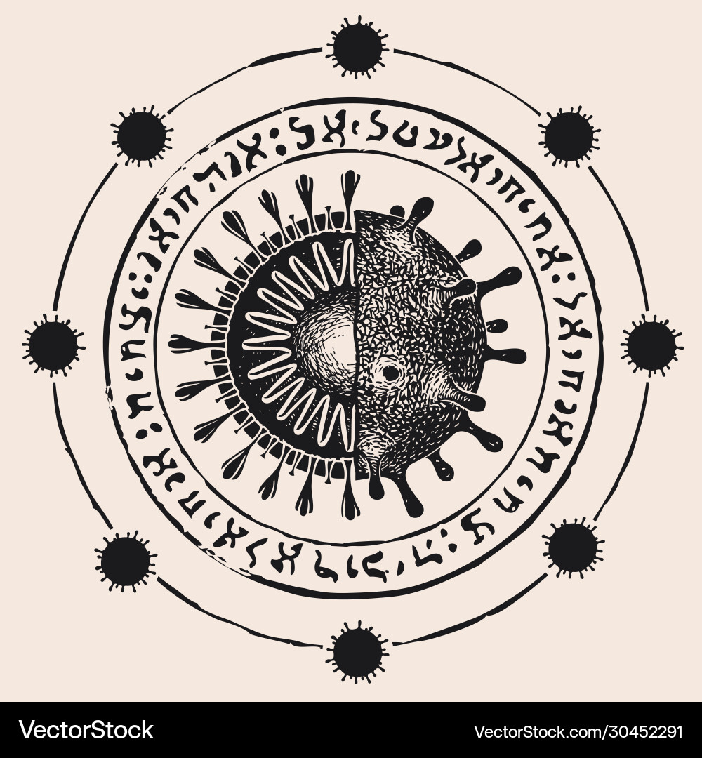 Banner with hand-drawn virions coronavirus Vector Image