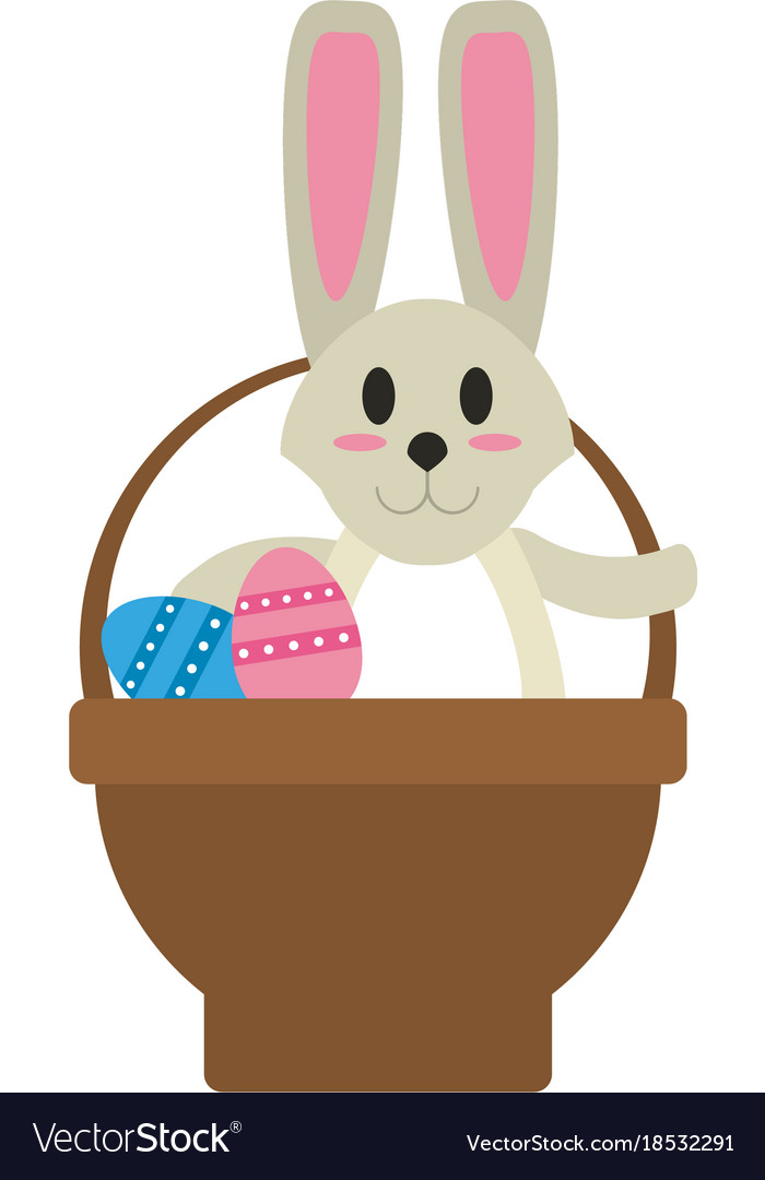 Bunny and easter eggs Royalty Free Vector Image