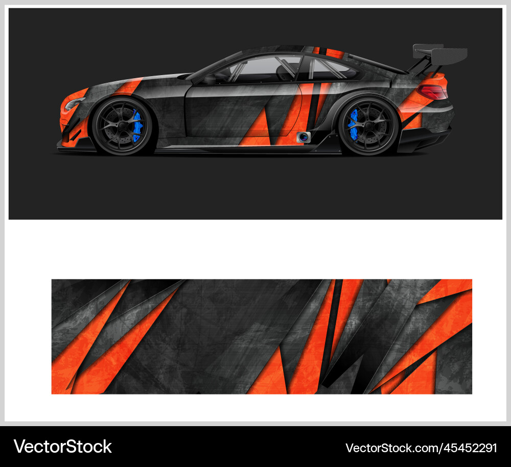 Car decal wrap design with racing livery Vector Image