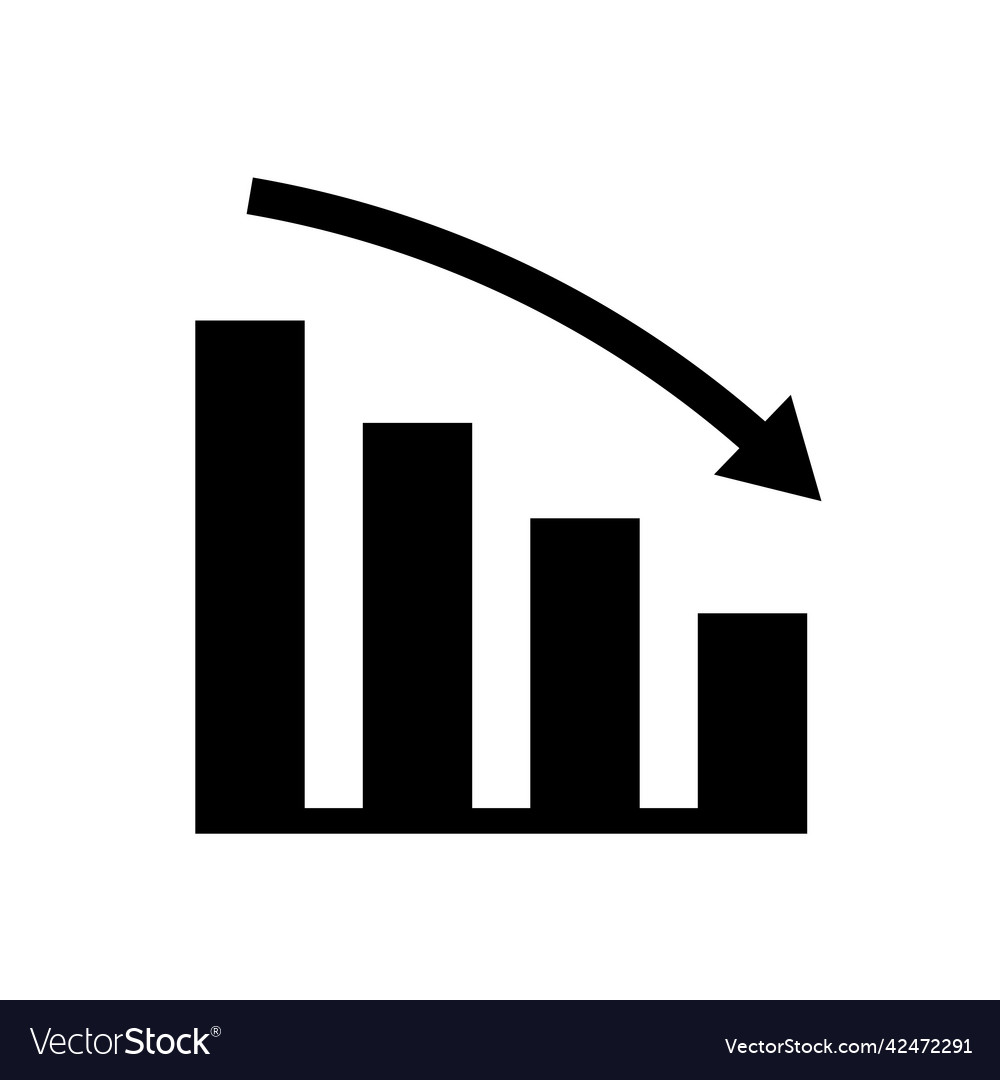 Downtrend arrow and bar chart icon related Vector Image