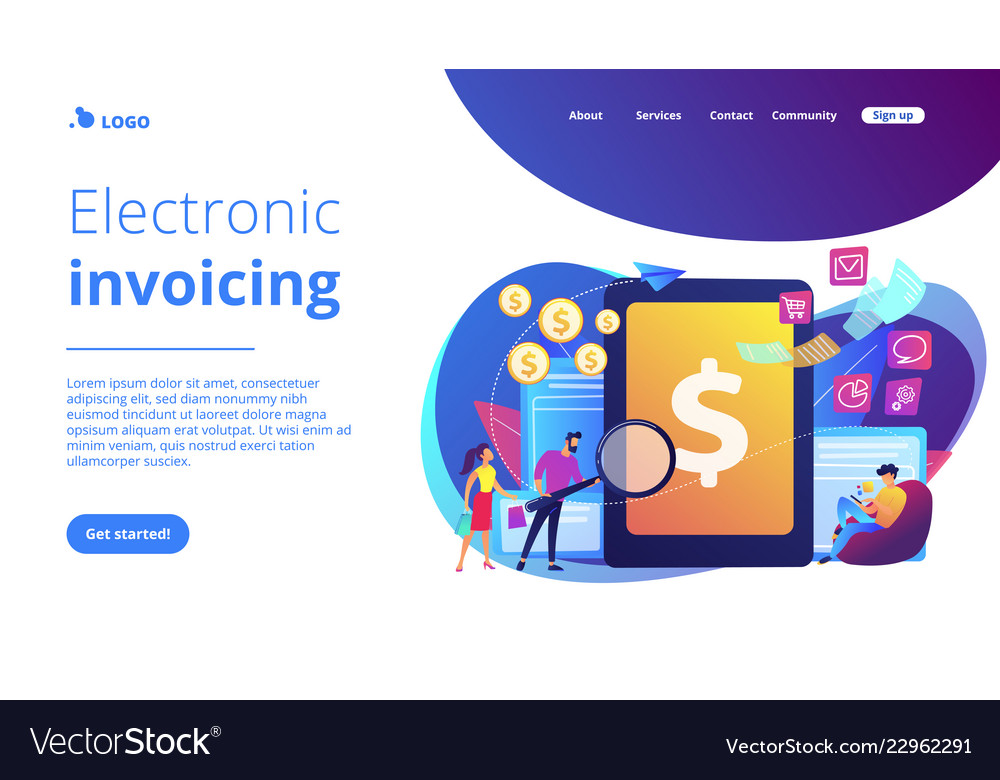 E-invoicing concept landing page Royalty Free Vector Image E-invoicing concept landing page Royalty Free Vector Image
