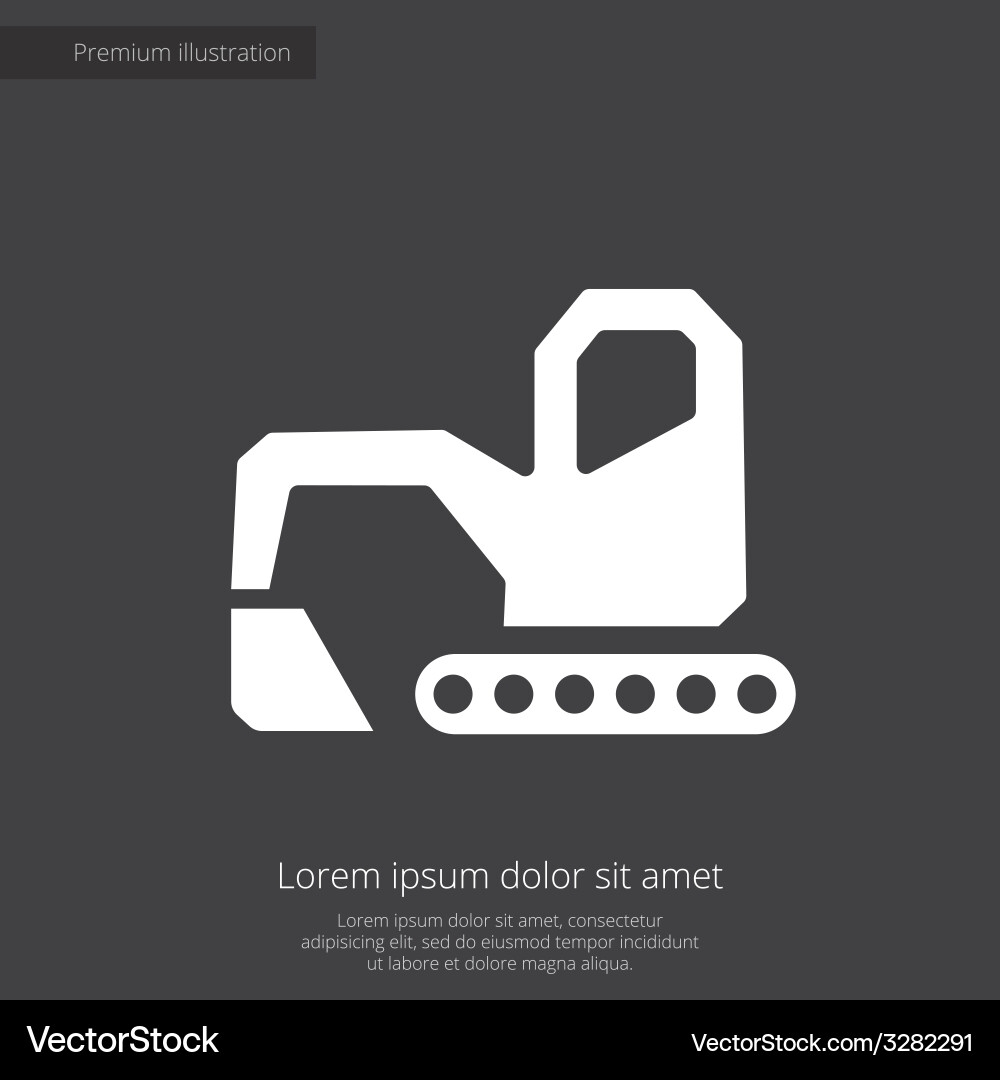 Excavator premium icon white on dark background Vector Image