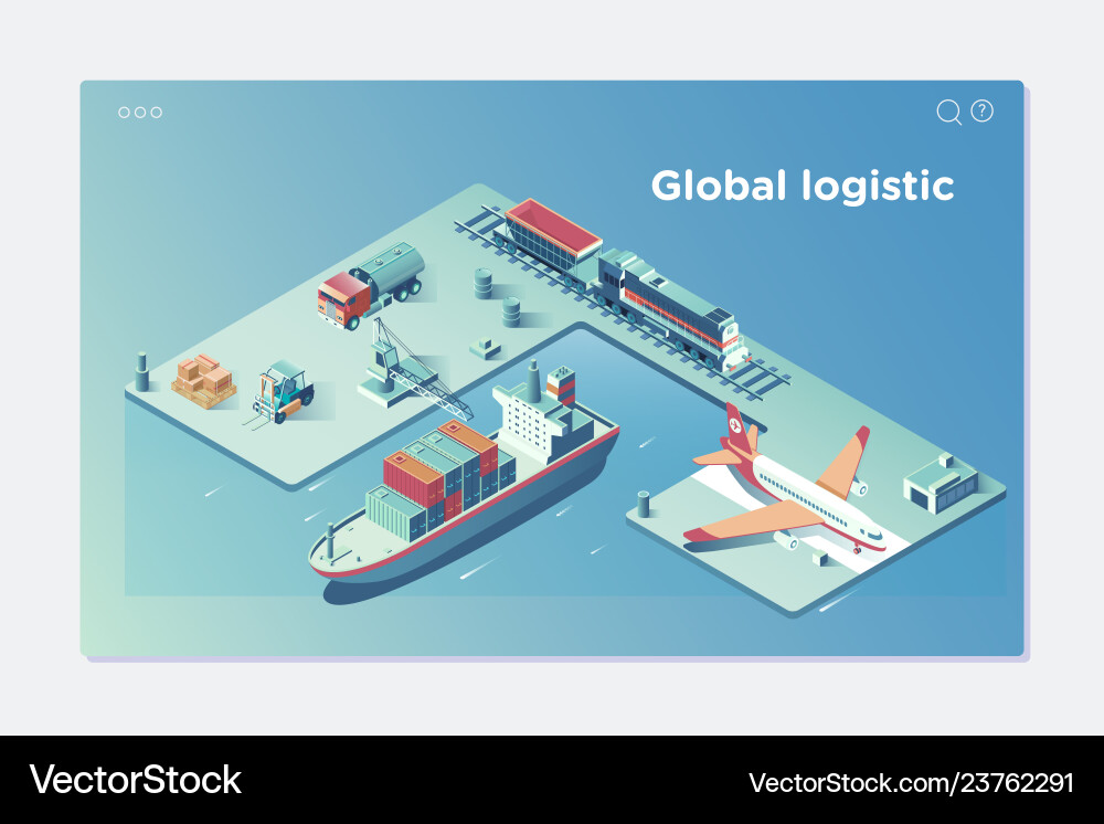 Global logistic isometric vehicle infographic Vector Image