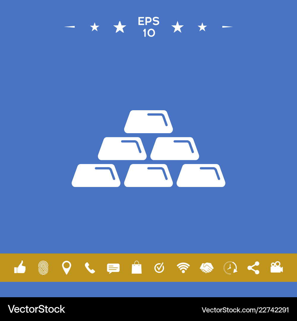 Gold bullion bar icon Royalty Free Vector Image