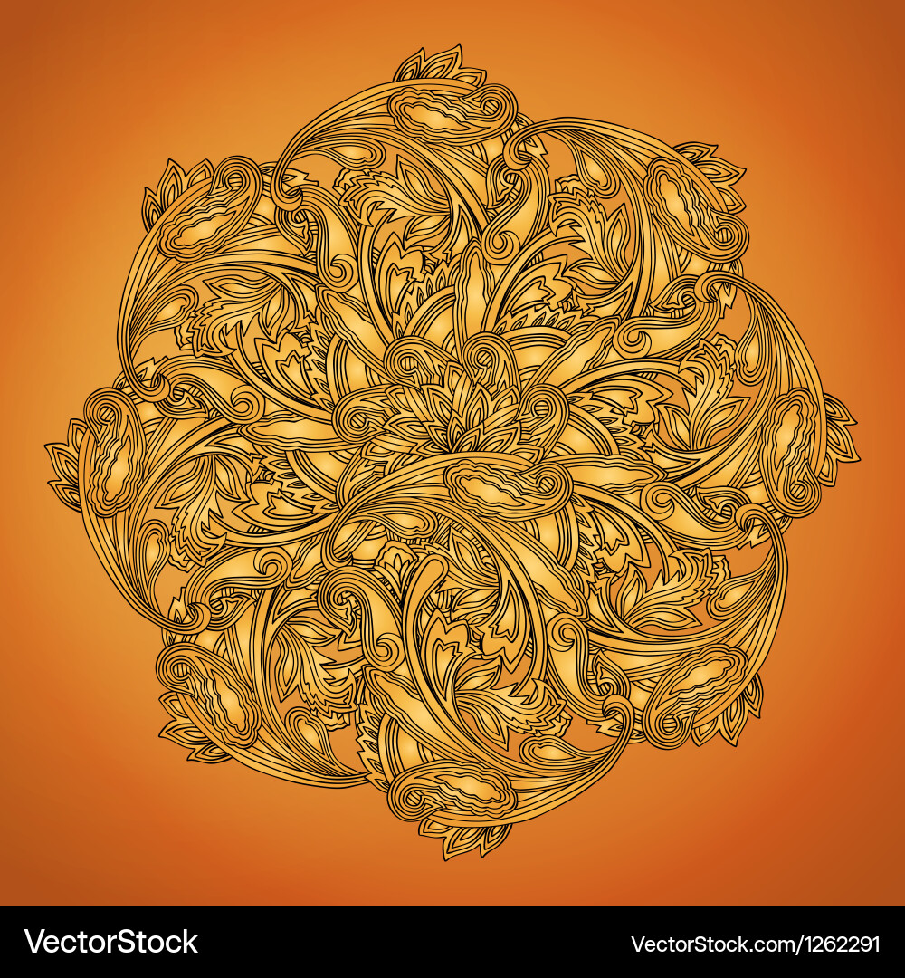 Indian henna round lace Royalty Free Vector Image