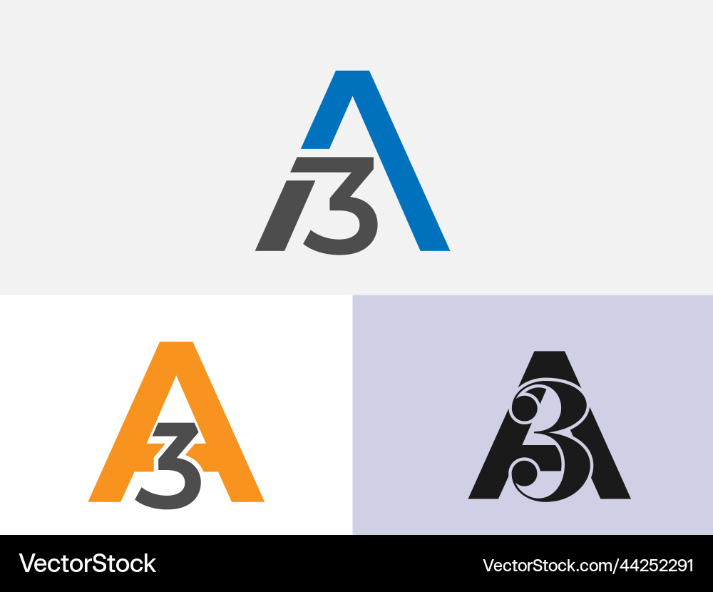Modern a3 letter and number logo design Royalty Free Vector