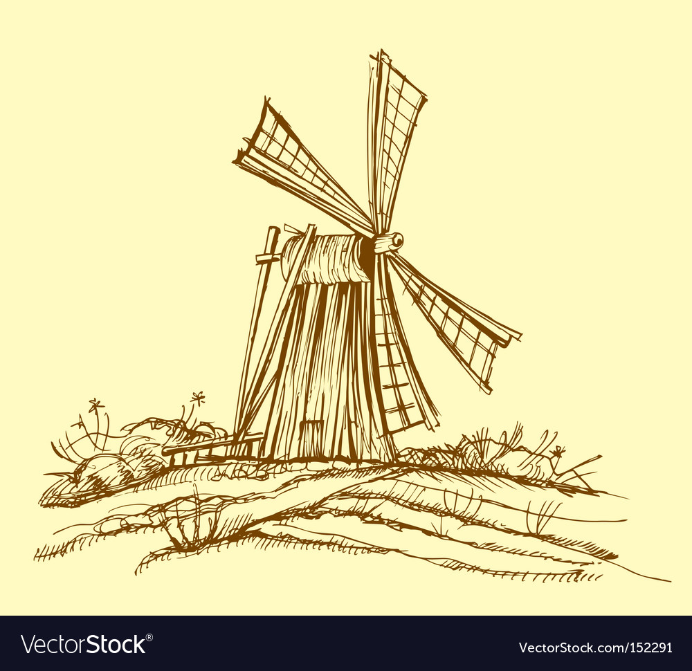 Old mill Royalty Free Vector Image - VectorStock