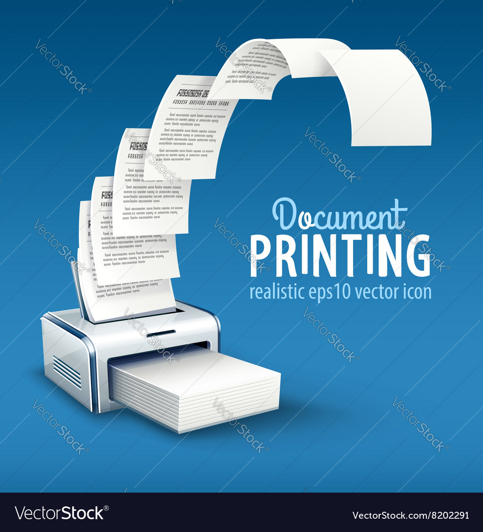 Printer printing copies text Royalty Free Vector Image