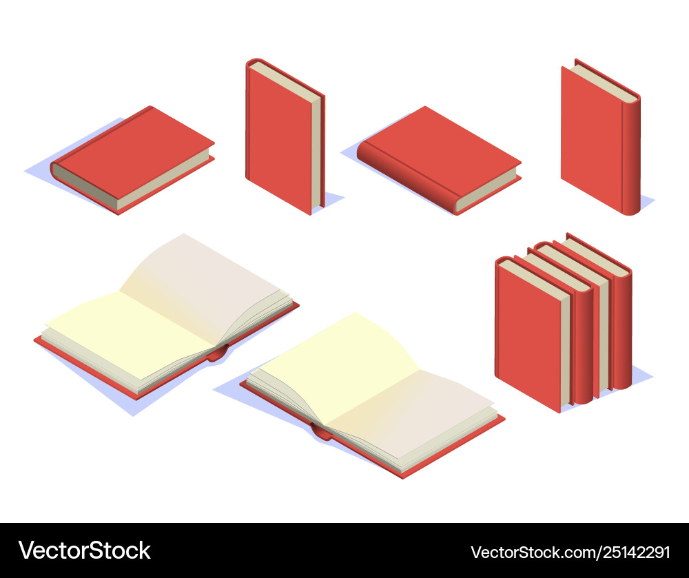 Set book icons in isometric box book Royalty Free Vector
