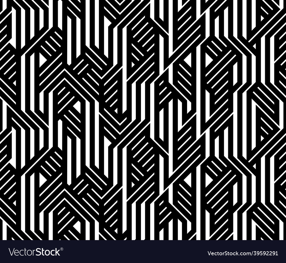 Tech style seamless linear pattern monochrome Vector Image